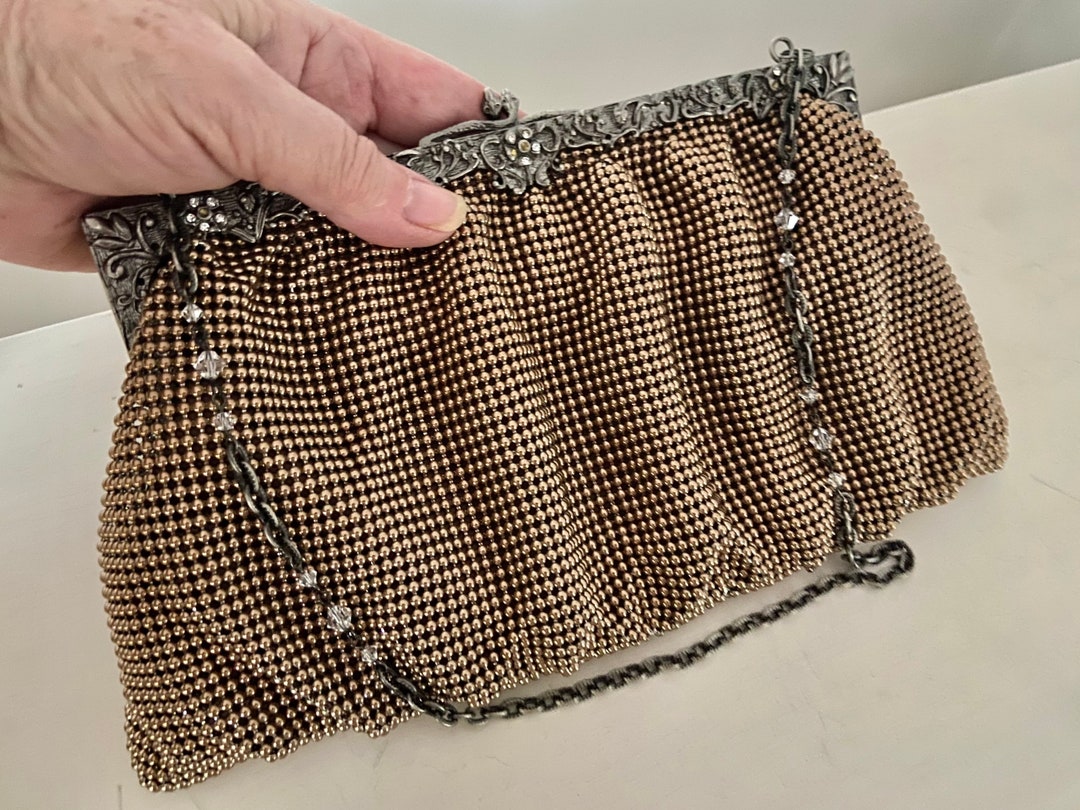 Whiting and Davis Crystal Ball Gold Mesh Evening Bag - Etsy