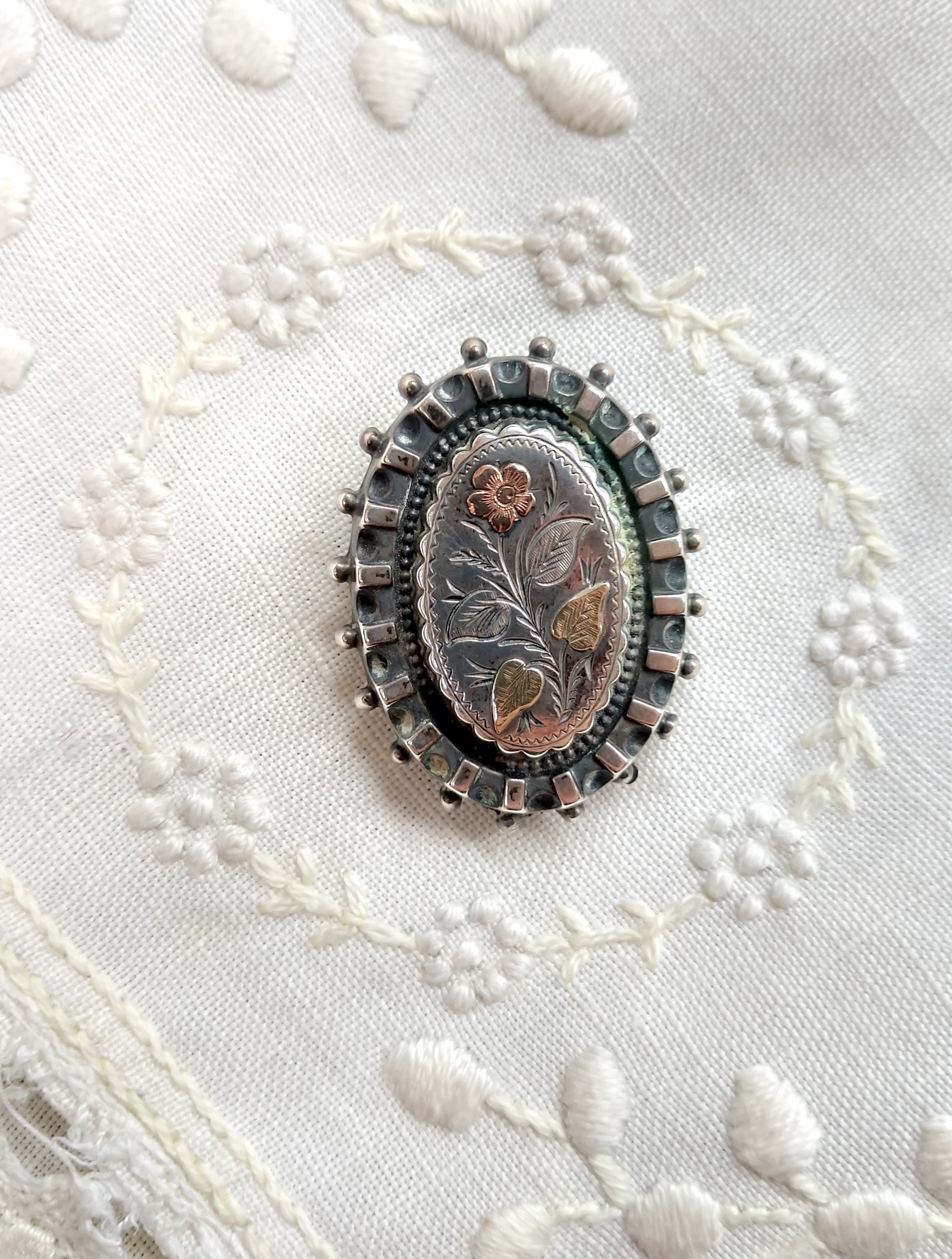 Victorian Engraved Silver Floral Brooch - Etsy