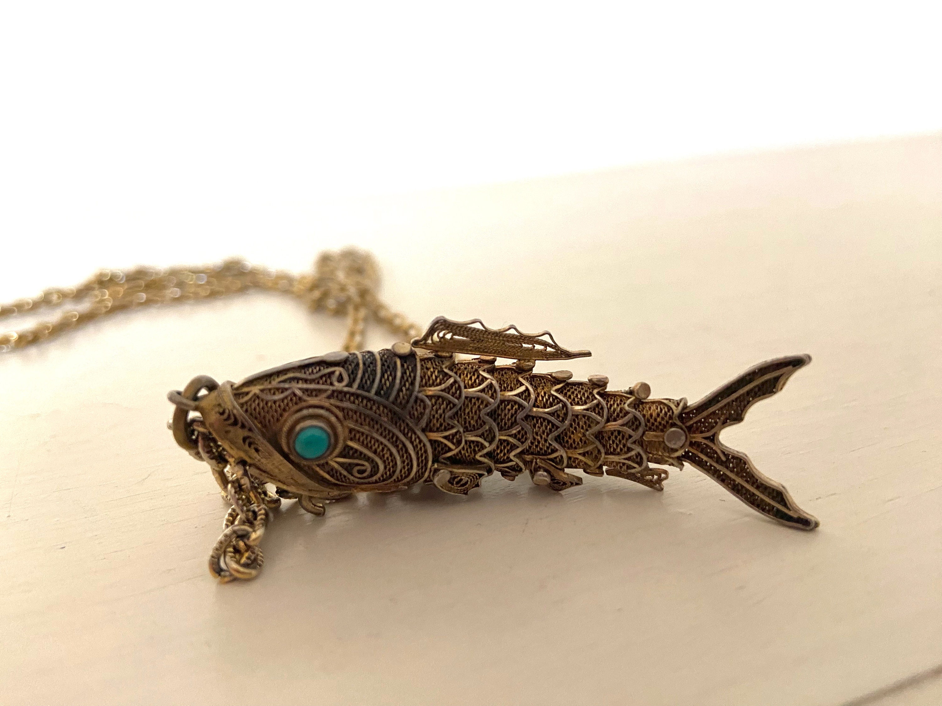 Articulated Filigree Fish Pomander Pendant Chinese Gilt Silver - Etsy
