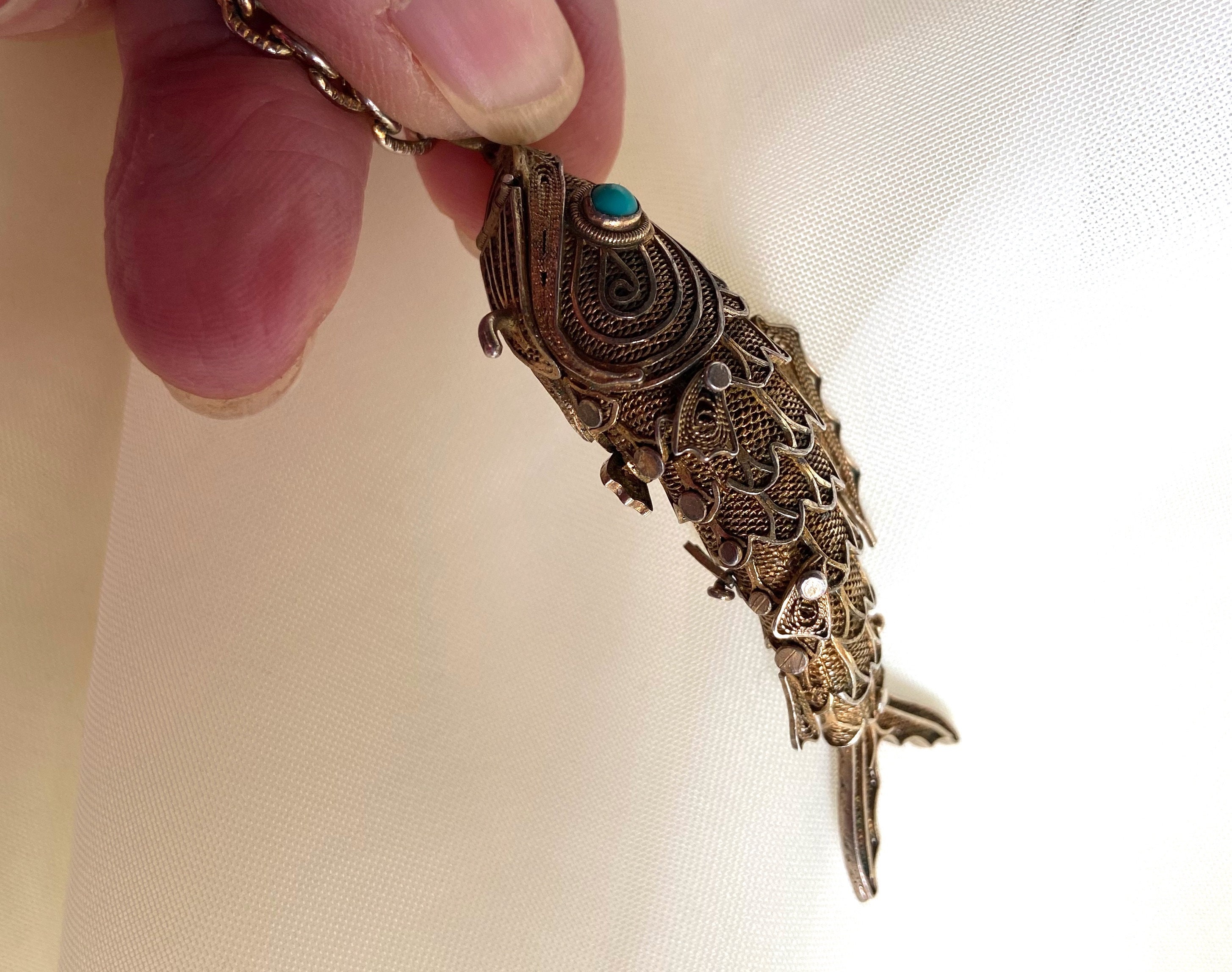 Articulated Filigree Fish Pomander Pendant Chinese Gilt Silver - Etsy