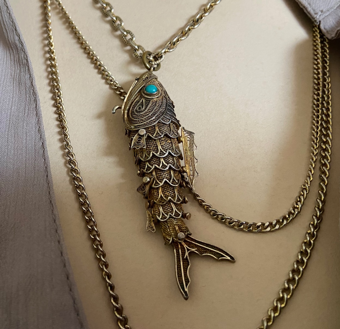 Articulated Filigree Fish Pomander Pendant Chinese Gilt Silver - Etsy