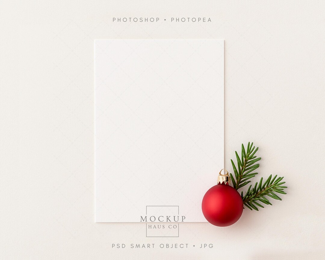 A4 Christmas Paper Mockup: Festive Ornament Accent (PSD Smart Object ...