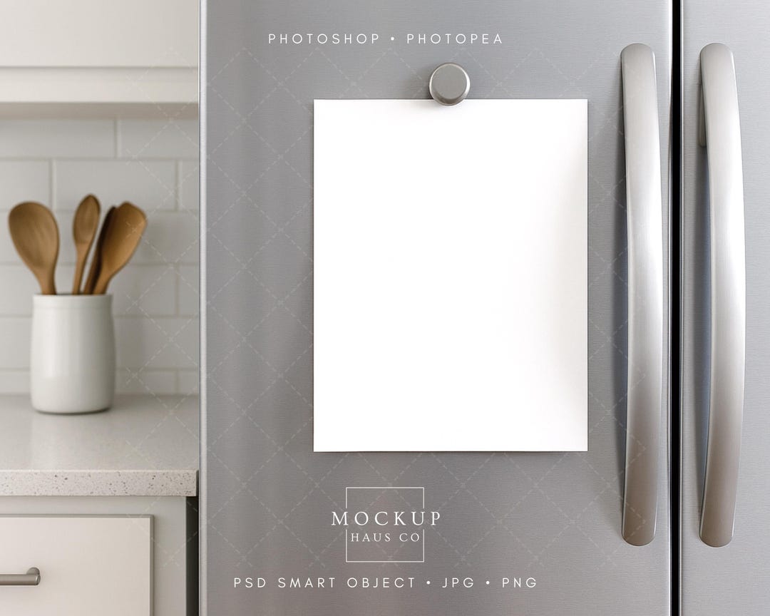 Fridge Mockup PSD Printable Mockup 8.5x11 Mockup Paper on Refrigerator ...
