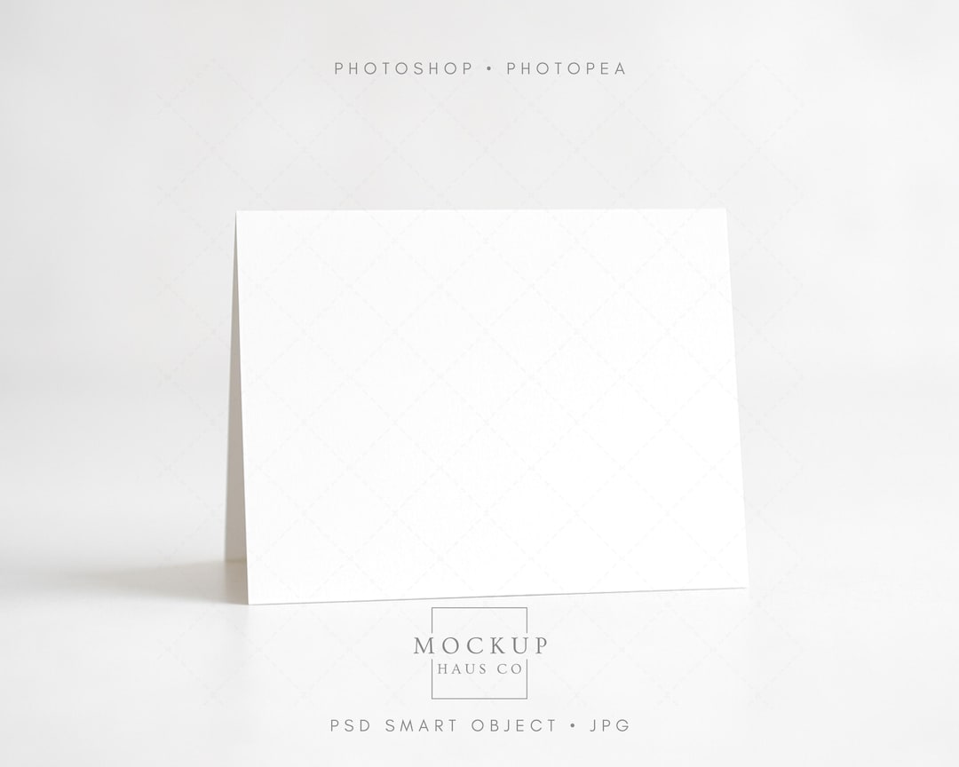 Folded A2 Greeting Card Mockup for Stationery Brands Horizontal Blank ...