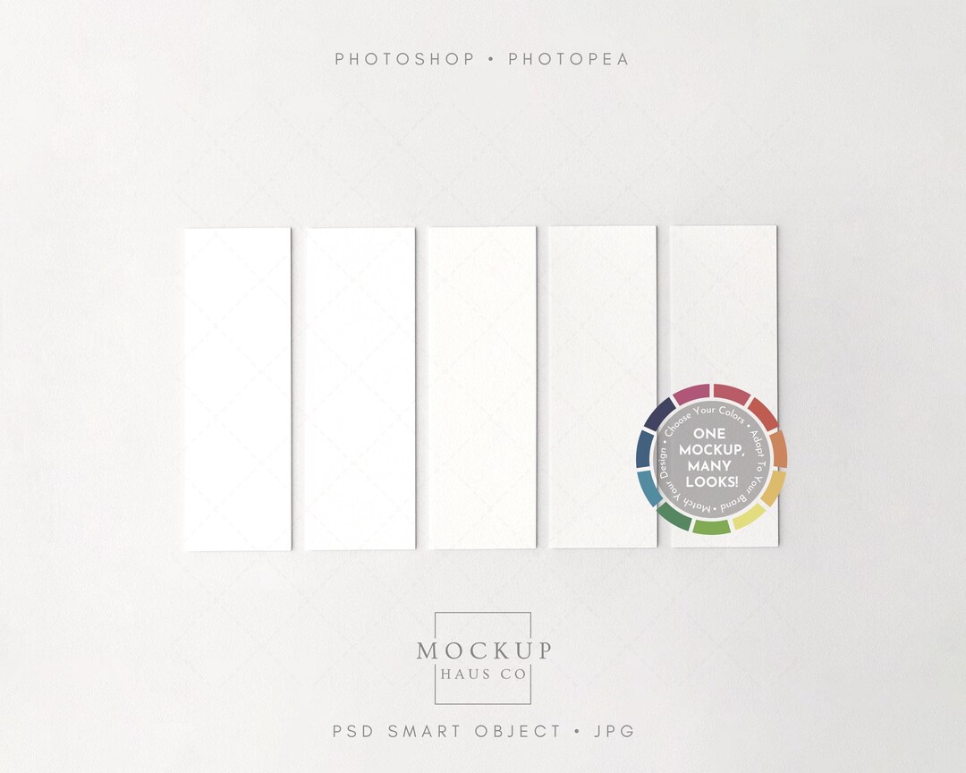 5 Bookmarks Mockup 2x6 Multiple Bookmark Mock up Bookmark Mockup PSD ...