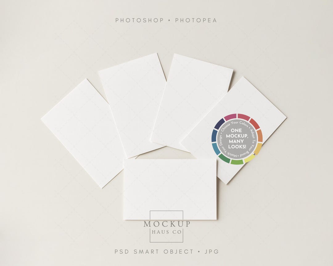 Postcard Mockup: Set of 4 4x6 Vertical Postcard Set, Change Background ...