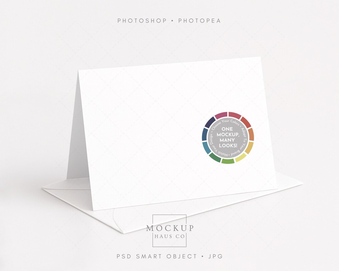 A2 Horizontal Greeting Card Mockup for Stationery Sellers With Color ...