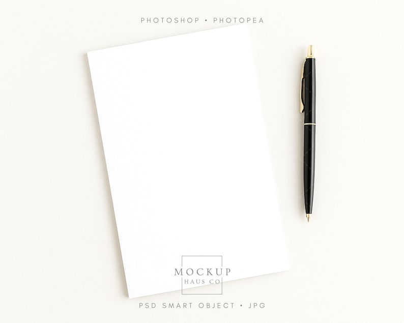 Notepad Mockup With Pen, 5.5x8x5 Pad of Stationary Paper Design Display ...
