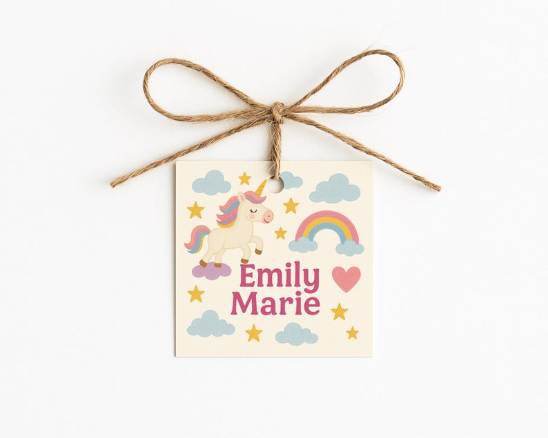 Square Tag Mockup With Twine Bow, Minimalist Favor Party or Gift Label ...