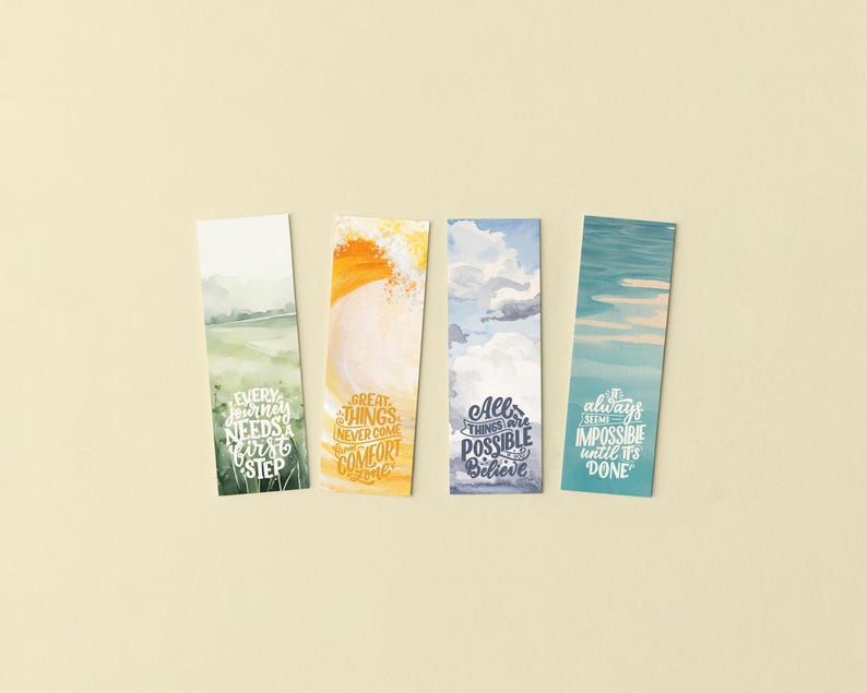 Minimal 2x6 Bookmark Mockup PSD 4 Printable Bookmarks Mock up | Make ...