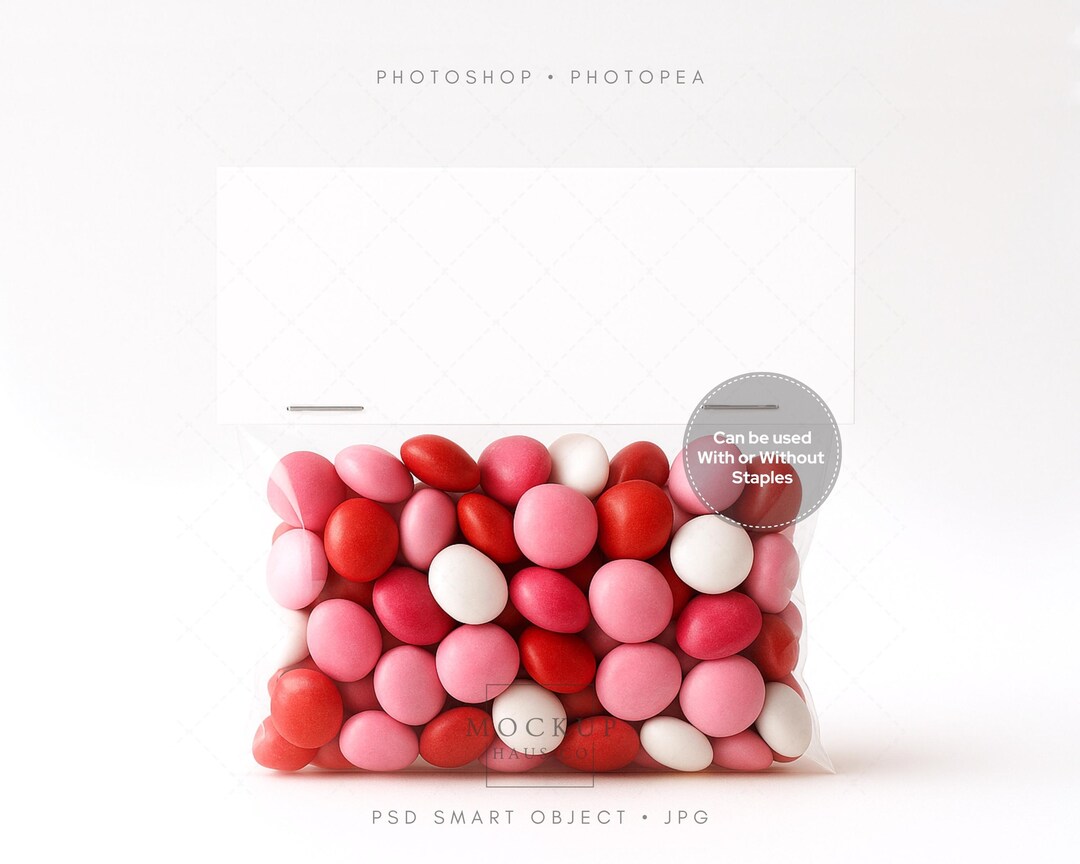 Valentine Treat Topper Mockup for Printable Candy Bag Label Display PSD ...