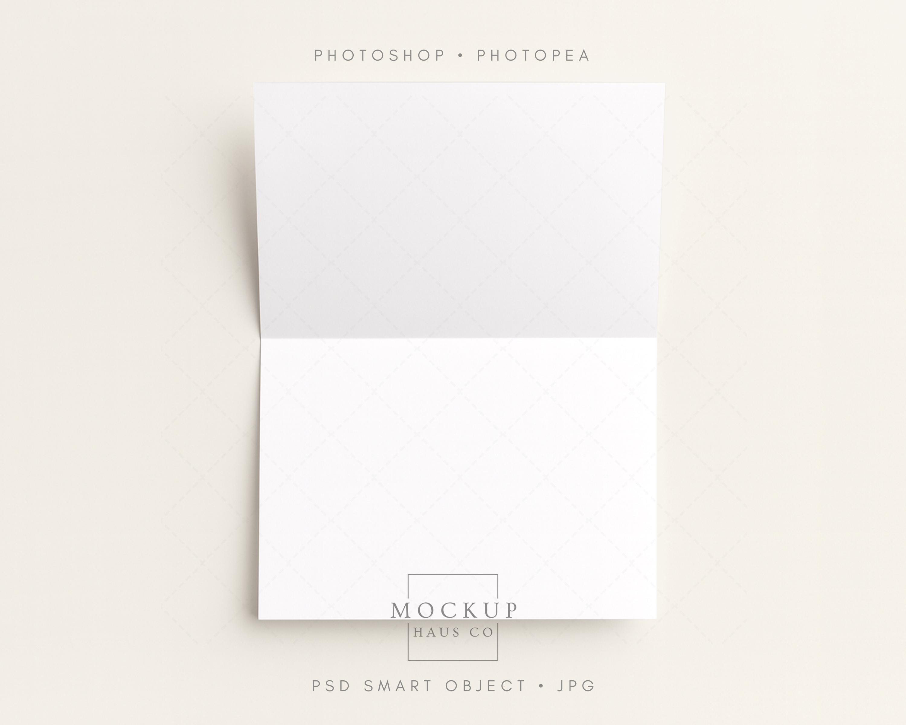Open Greeting Card Mockup for Digital Sellers Horizontal Folded 5x7 ...