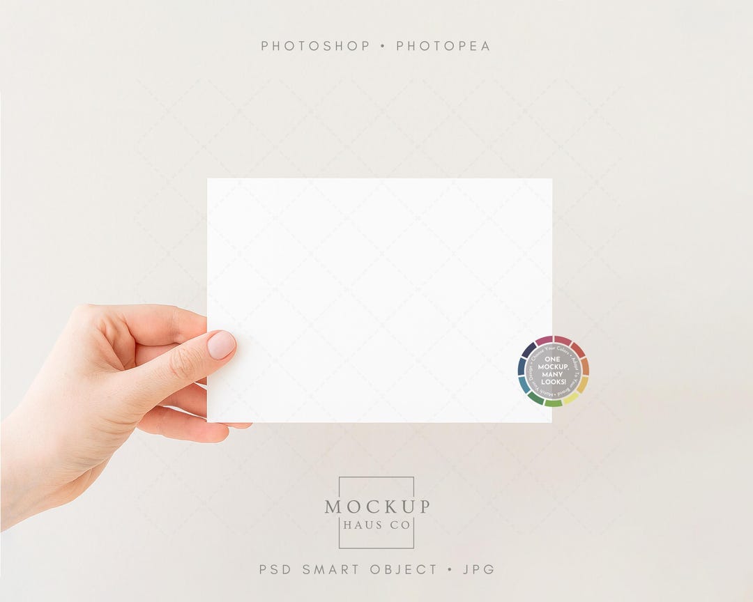 5x7 Horizontal Card Mockup PSD | Hand Holding Flat Greeting or Postcard ...