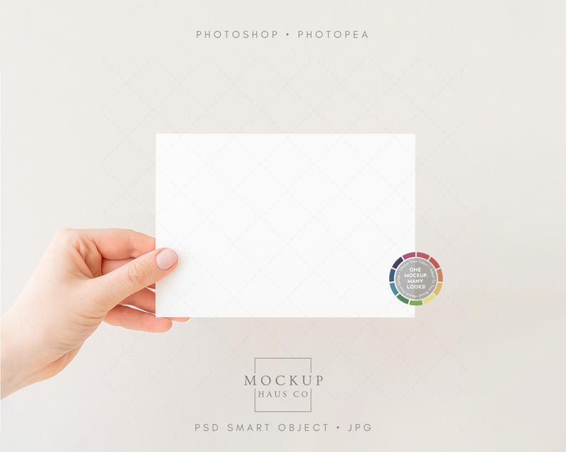 5x7 Horizontal Card Mockup PSD | Hand Holding Flat Greeting or Postcard ...