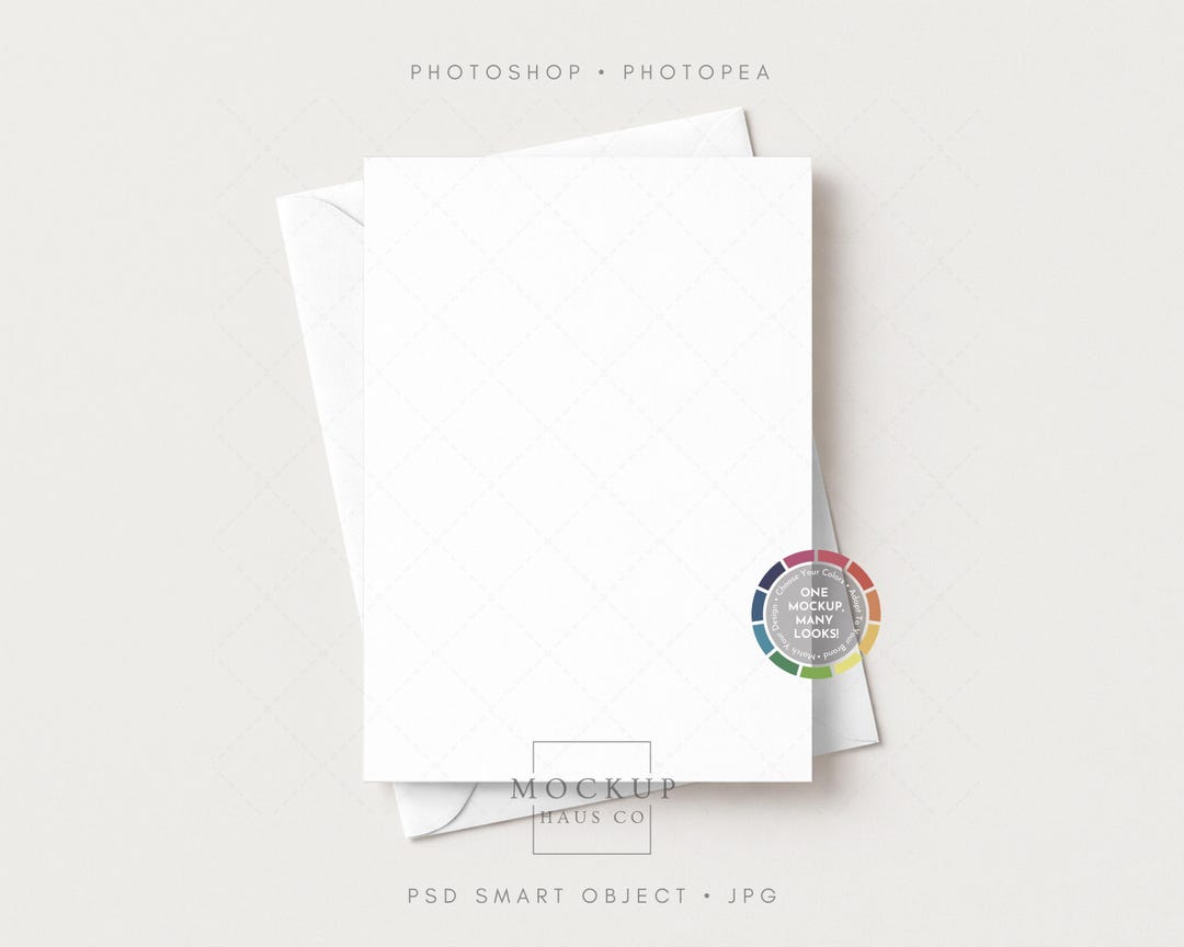 Greeting Card Mockup PSD | Simple 5x7 Card Mock up With Color-changing ...