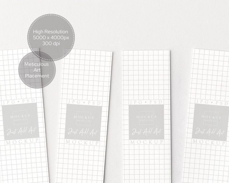 Minimal 2x6 Bookmark Mockup PSD 4 Printable Bookmarks Mock up | Make ...
