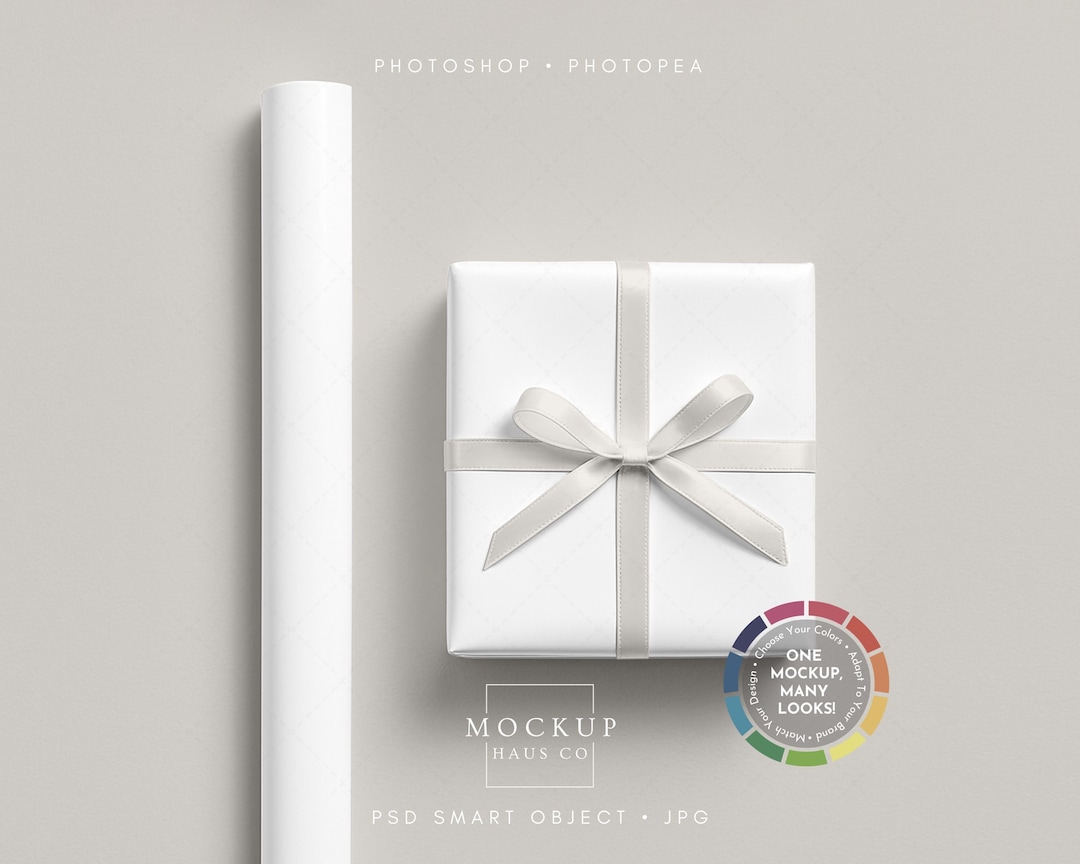 Wrapping Paper Mockup: Gift Wrap Pattern Design Display, Color Changing ...