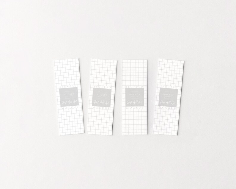 Minimal 2x6 Bookmark Mockup PSD 4 Printable Bookmarks Mock up | Make ...