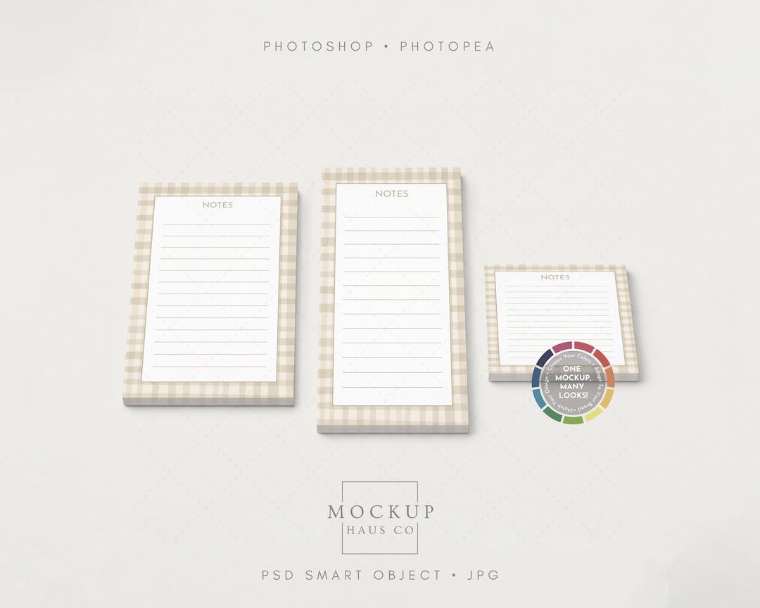 Set of 3 Notepad Mockup PSD | 4x6, 3.5x7, and 3.5x3.5 Notepads Mockup ...