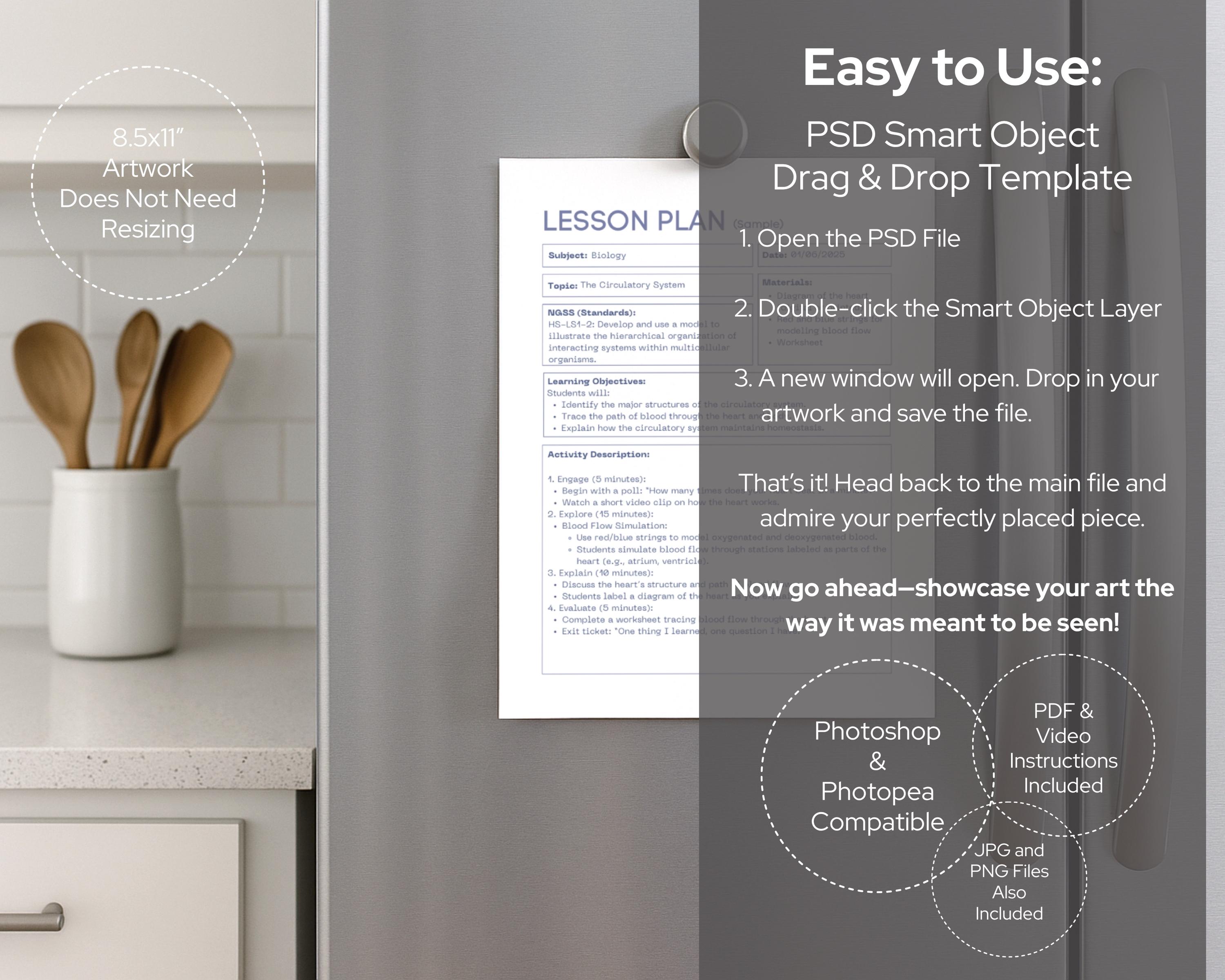 Fridge Mockup PSD Printable Mockup 8.5x11 Mockup Paper on Refrigerator ...