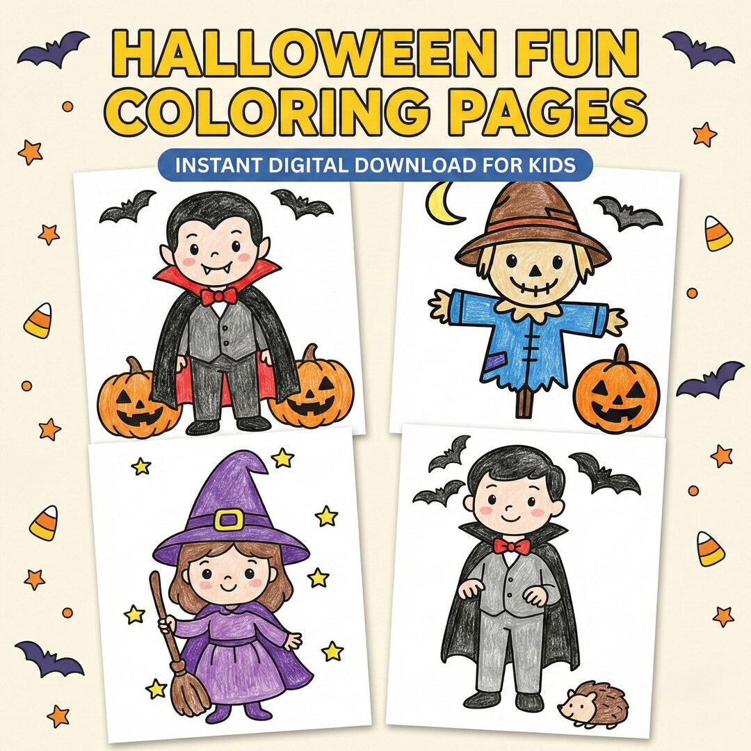 10 Hand-drawn Halloween Colouring Pages for Kids| Spooky Kawaii ...