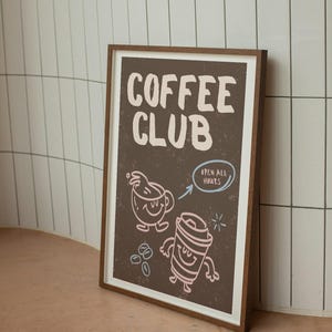 Coffee Club Digital Print, Printable Stylish Decor, Bold Illustration ...