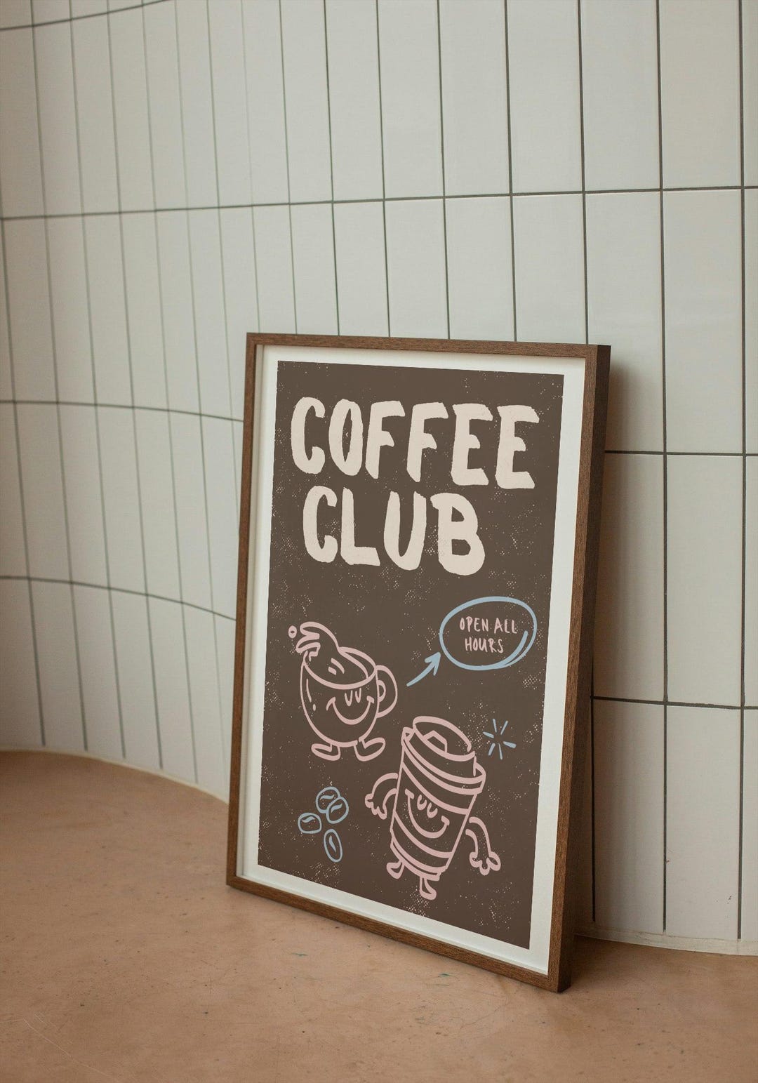 Coffee Club Digital Print, Printable Stylish Decor, Bold Illustration ...