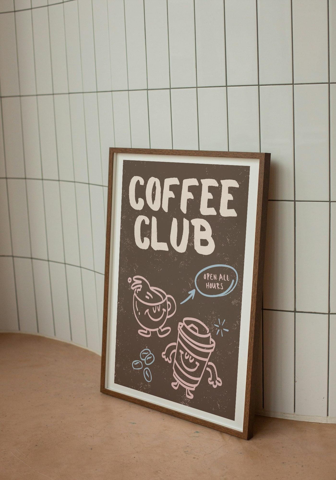 Coffee Club Digital Print, Printable Stylish Decor, Bold Illustration ...