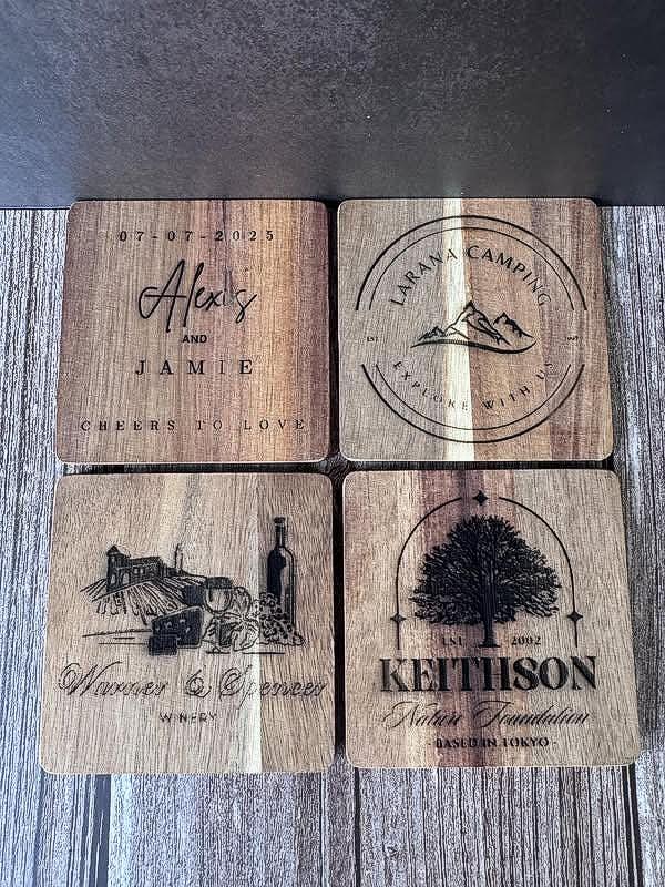 Laser Engraved Slate and Wood Coasters. - Etsy