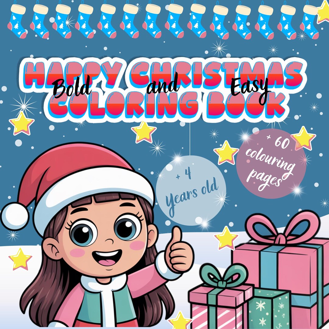 Easy & Bold Happy Christmas Coloring Book for Kids | Fun Holiday ...