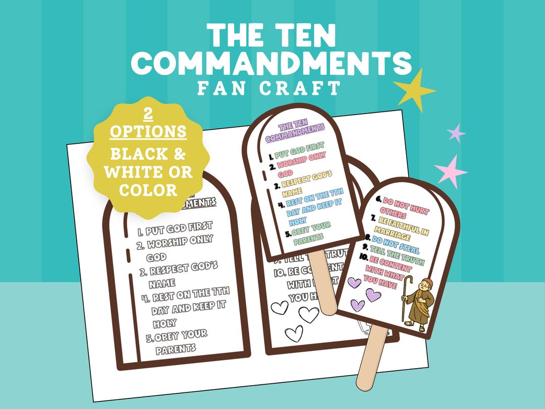 The Ten Commandments Fan Craft, Sunday School Bible Lesson for Kids ...
