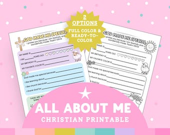 All About Me Christian Printable, Christian Crafts Sunday School ...