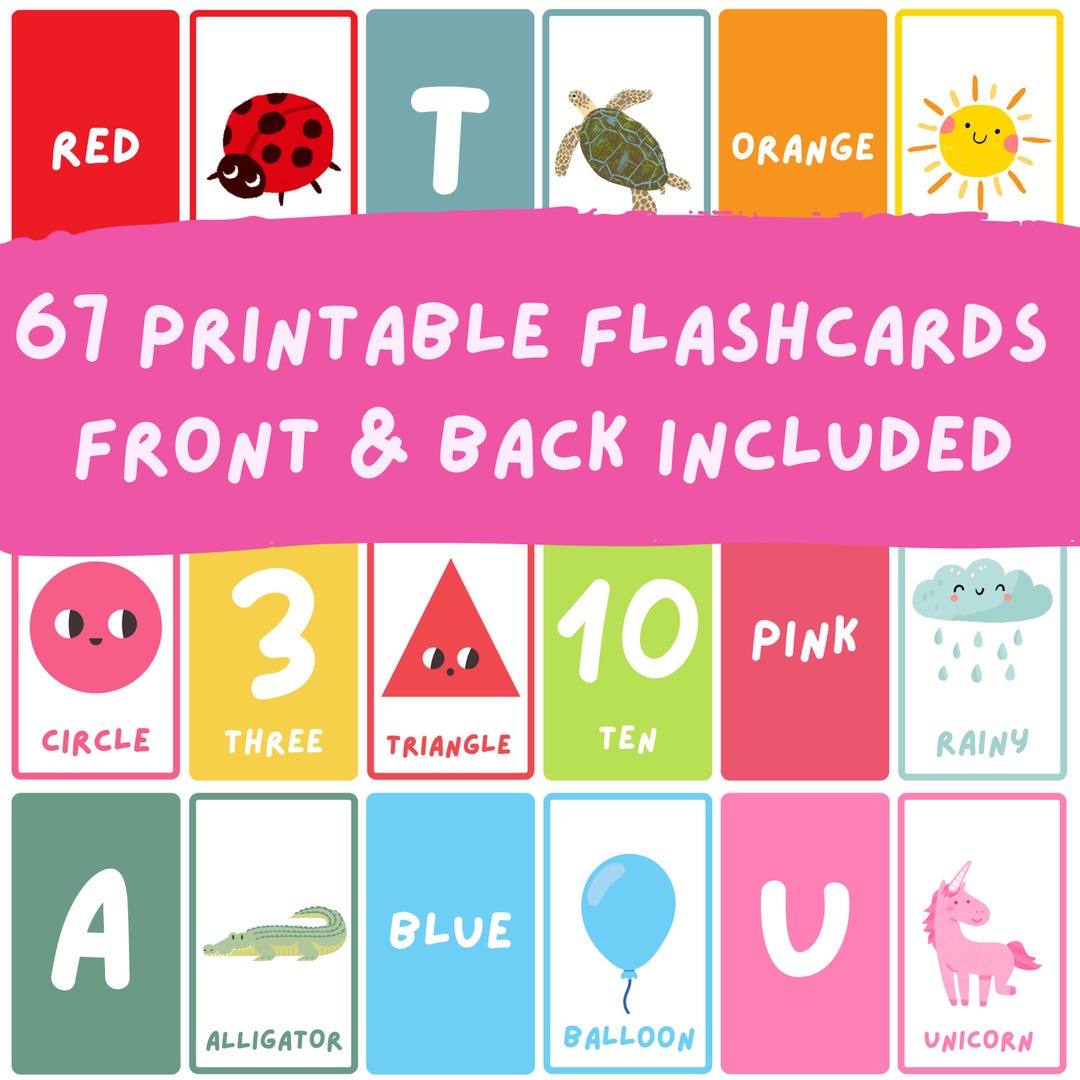 67 Printable Toddler Flashcard, Colors, Shapes, Letters, Numbers ...