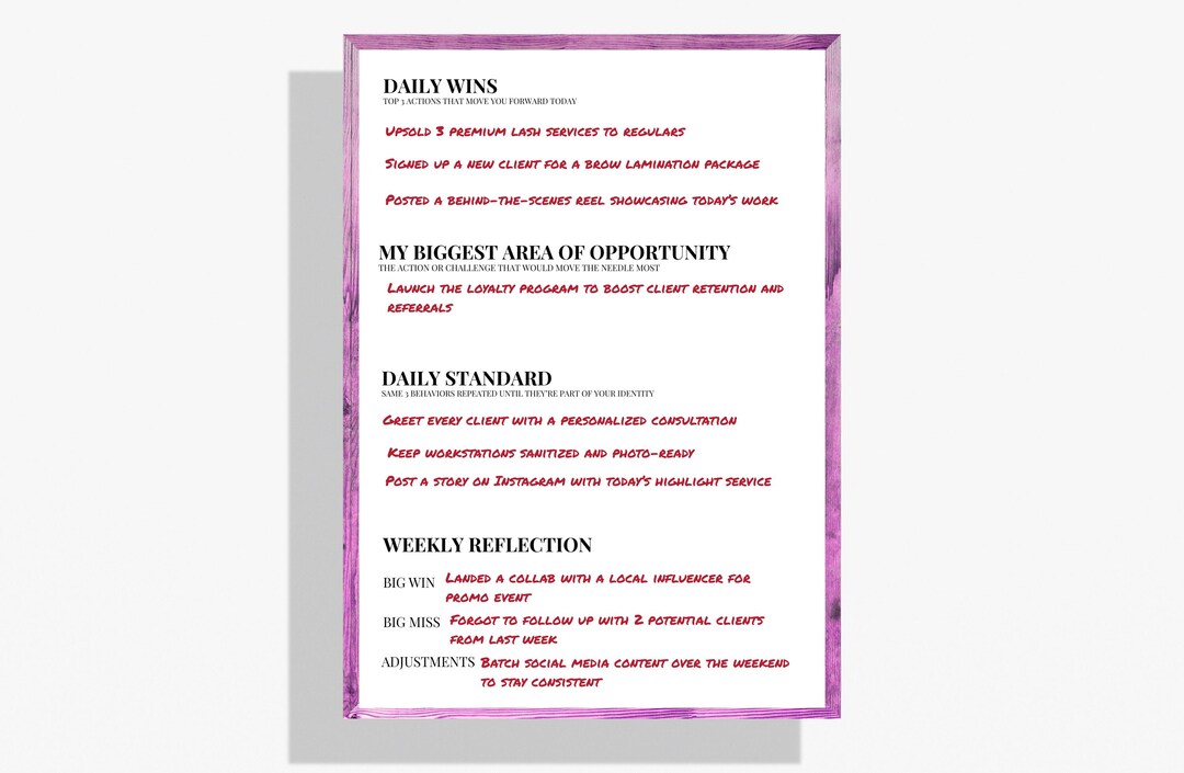 Productivity Wall Art Lash Brow Bar Salon Goal Setting Board Focus ...