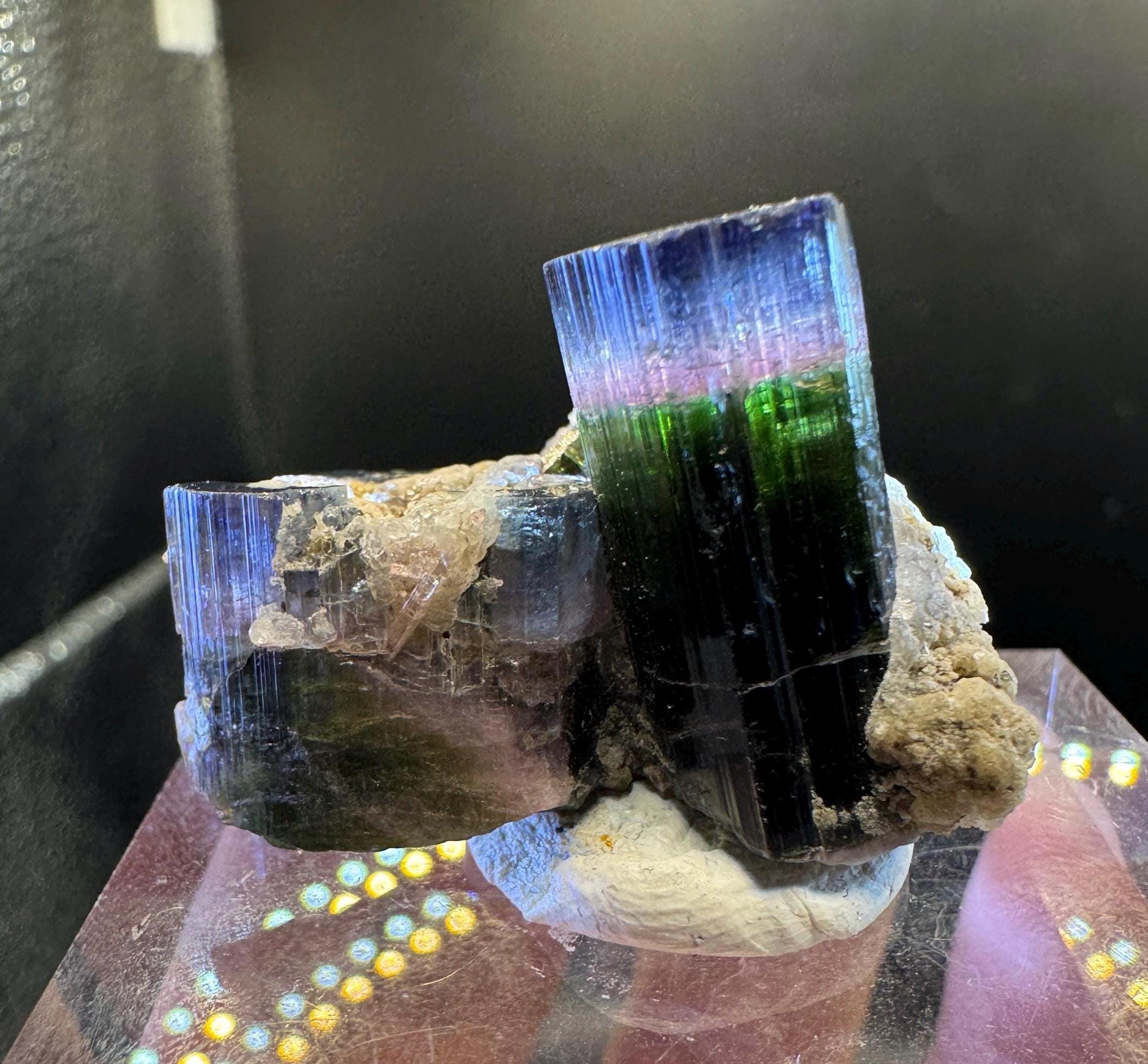 Tri-color Tourmaline Specimen: Pink, Blue, Green Crystal From ...