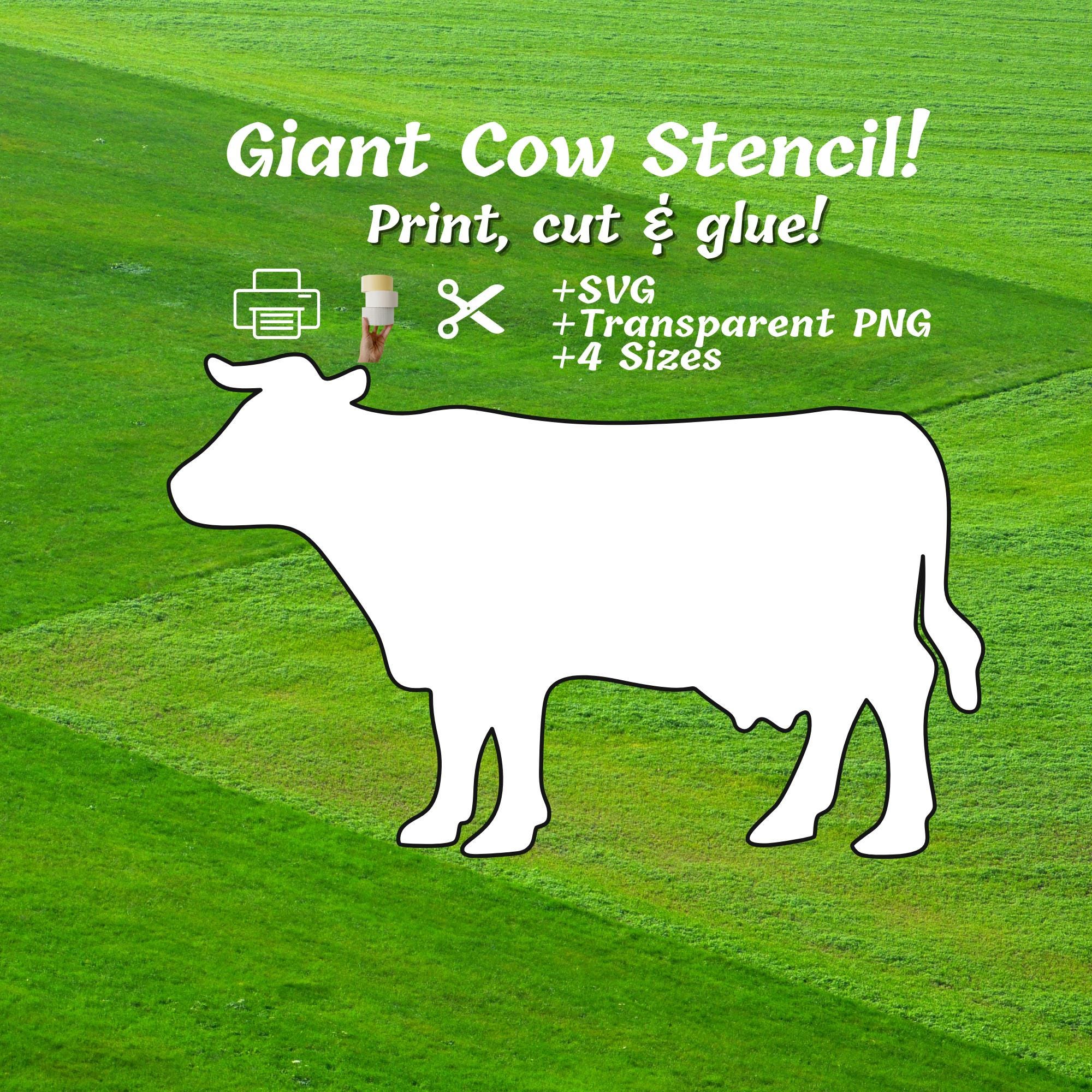 Giant Cow Stencil Template: Printable Animal Outline for Crafts (PDF ...