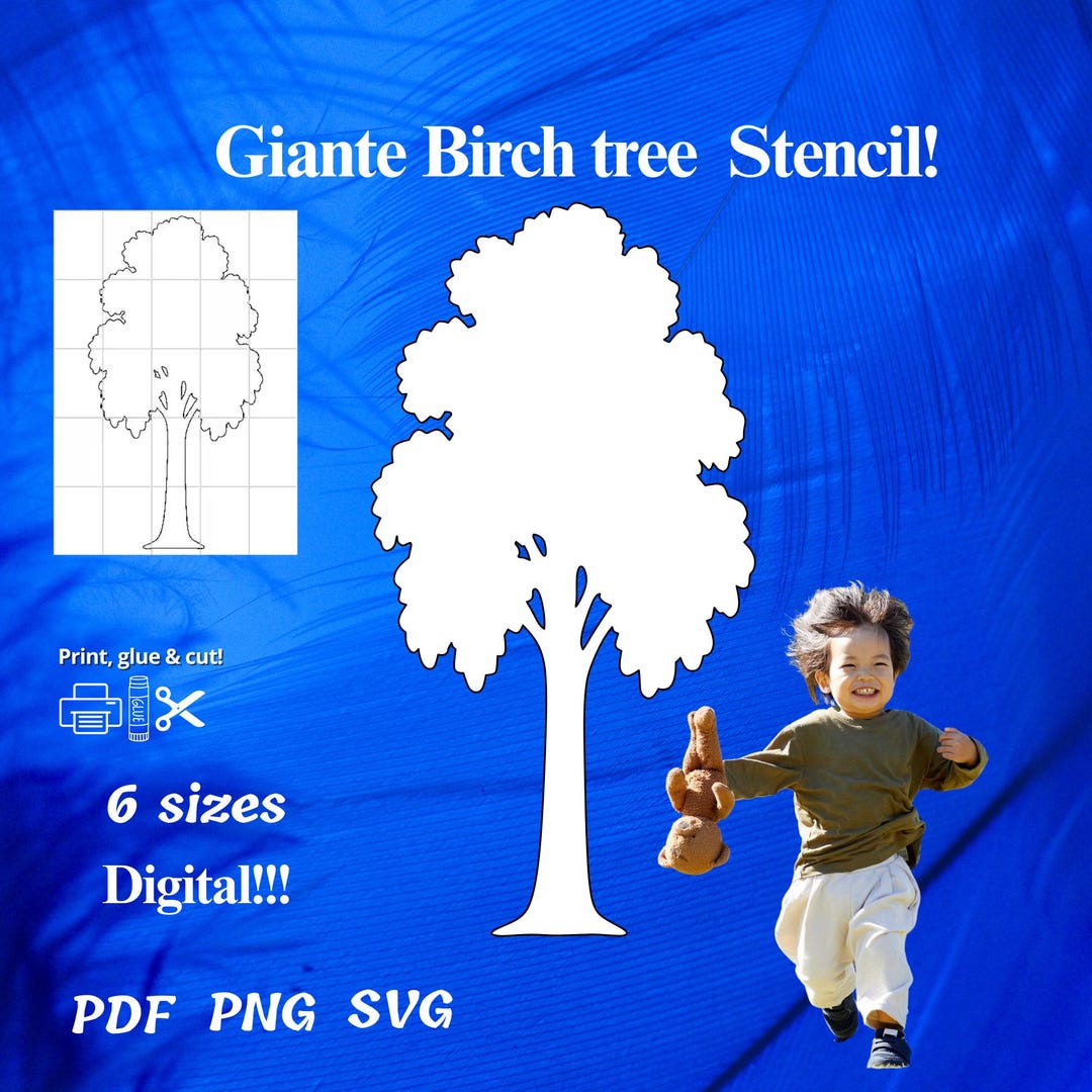 Large Birch Tree Stencil Template – Birthday Party Backdrop Decor ...
