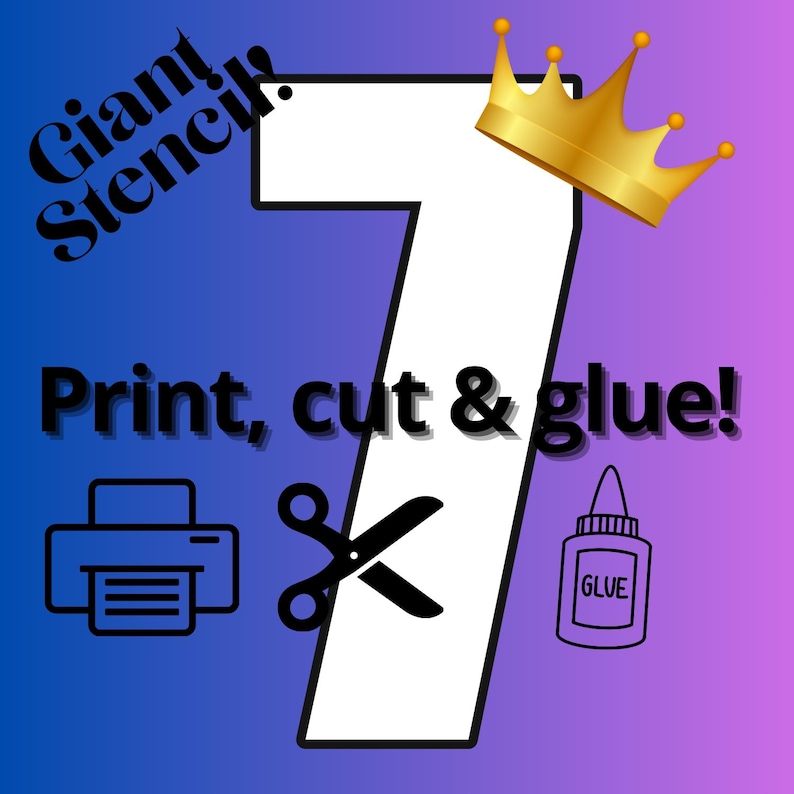Giant Number 7 Stencil Template - Printable Large Number for Crafts ...