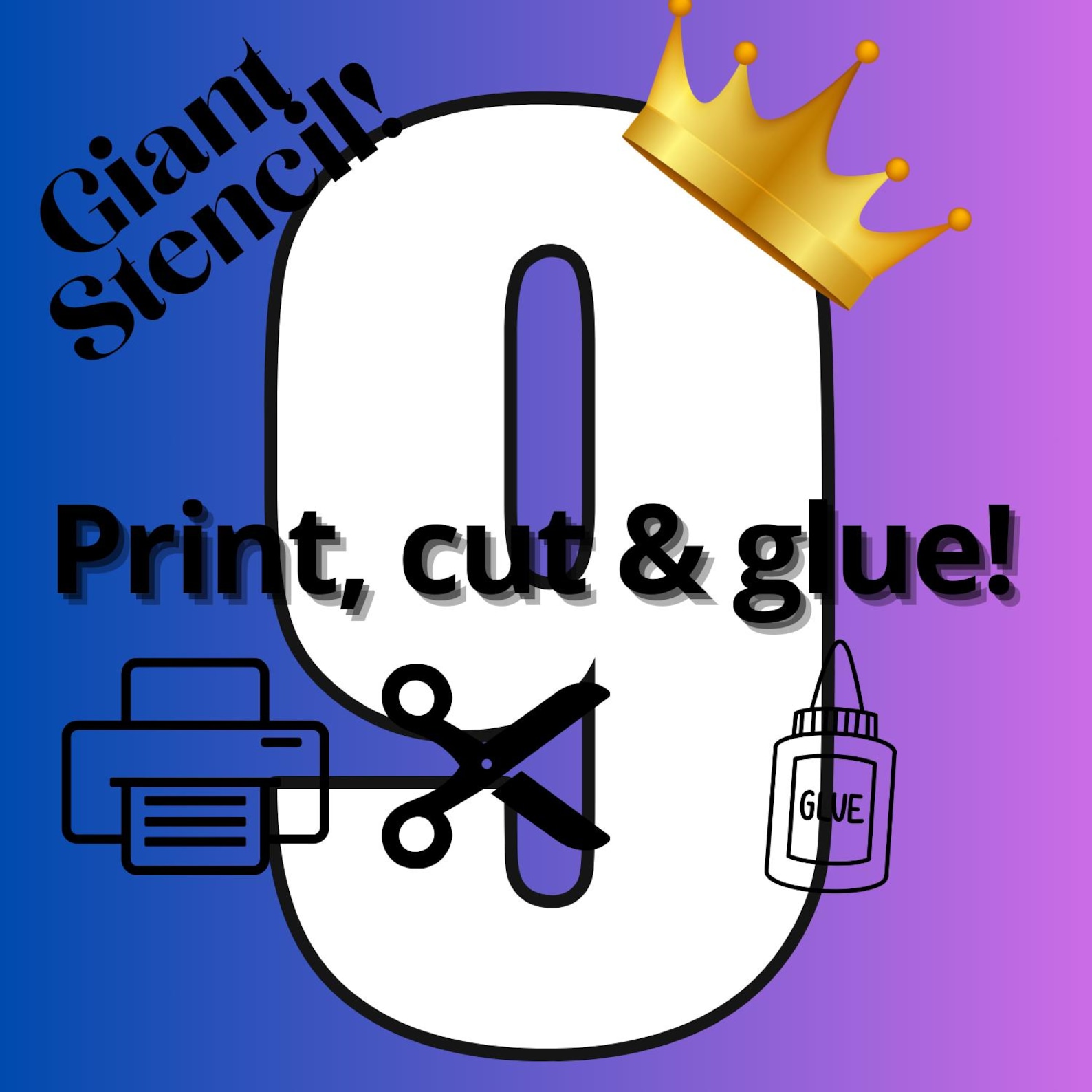 Giant Number 9 Stencil Template - Printable Large Number for Crafts ...