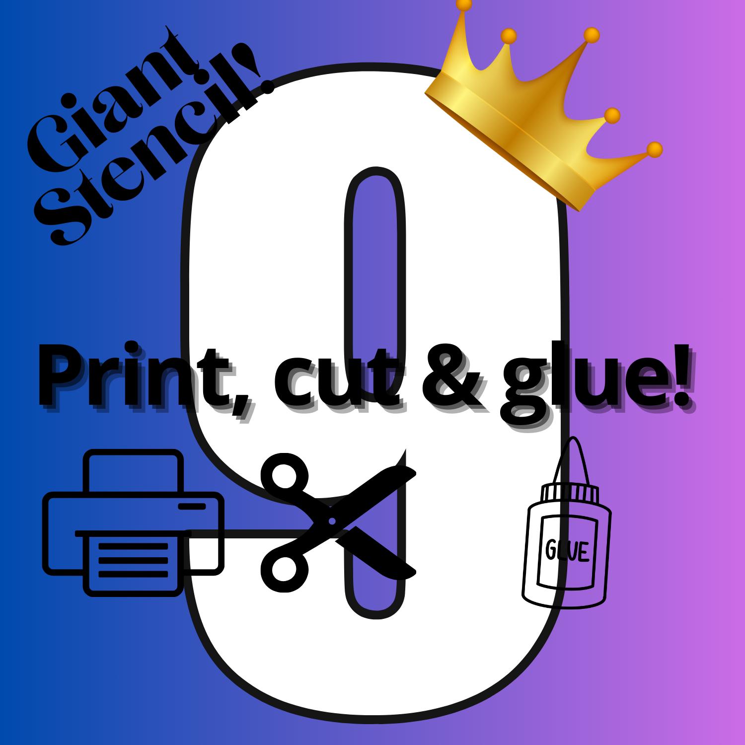 Giant Number 9 Stencil Template - Printable Large Number for Crafts ...