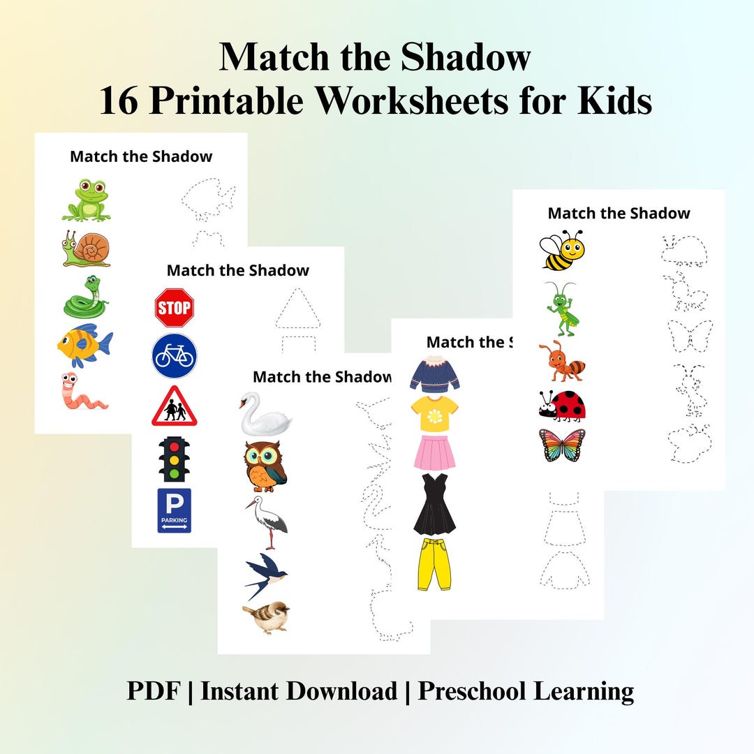 Shadow Matching Game | Preschool Learning Activity | Printable PDF ...