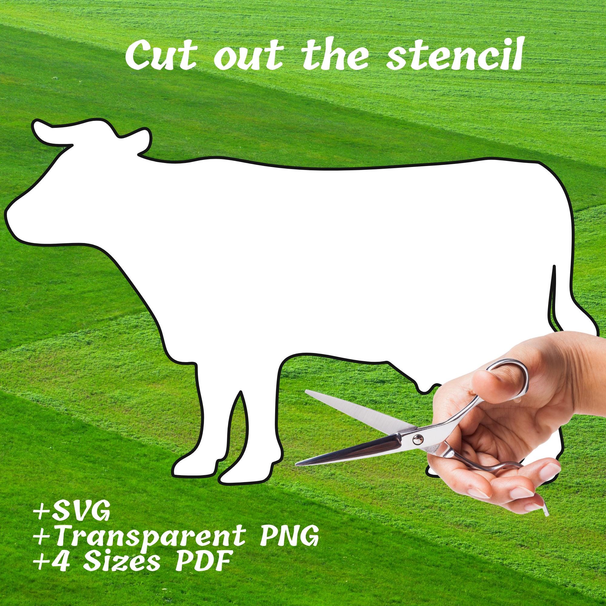 Giant Cow Stencil Template: Printable Animal Outline for Crafts (PDF ...