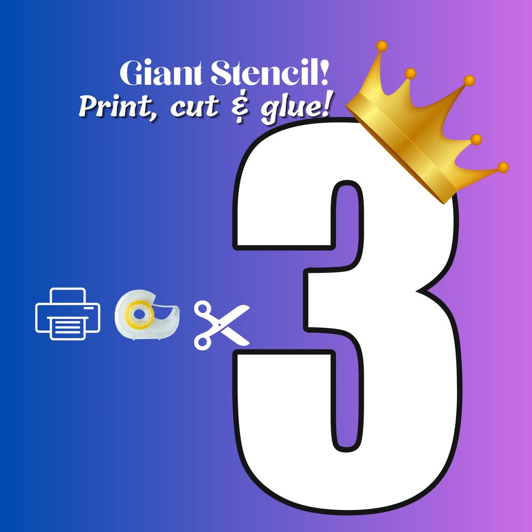 Giant Number 3 Stencil Template - Printable Large Number for Crafts ...