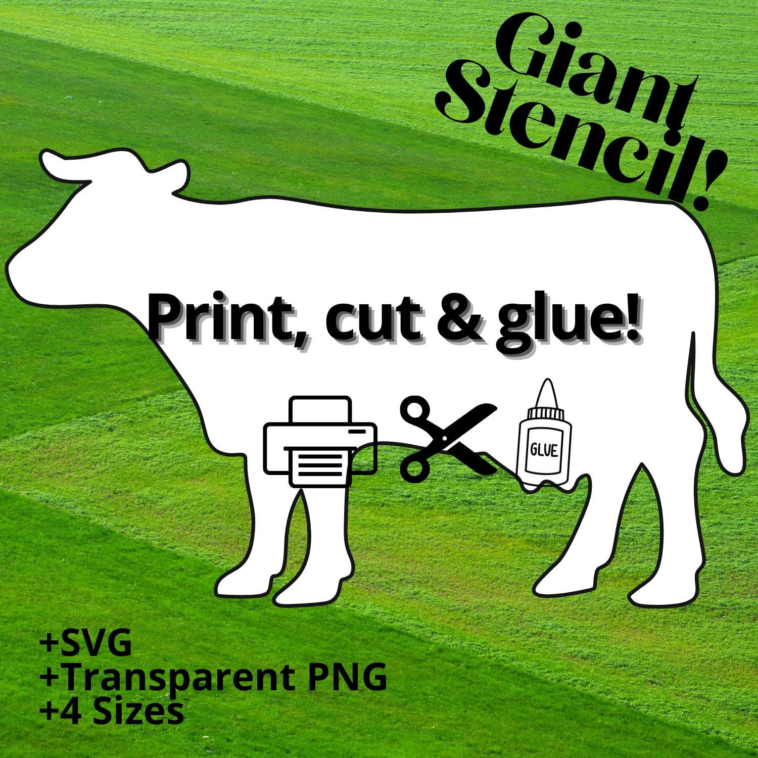 Giant Cow Stencil Template - Printable Large Animal Outline for Piñatas ...