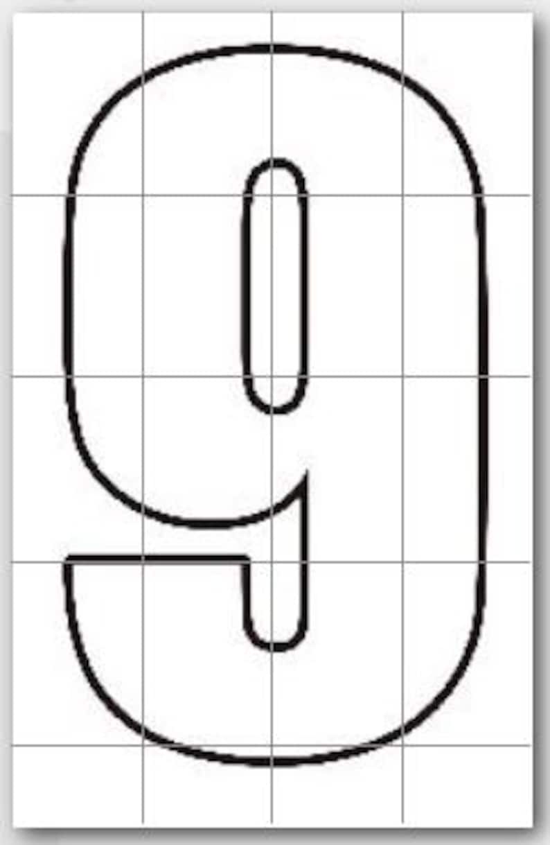 Giant Number 9 Stencil Template - Printable Large Number for Crafts ...