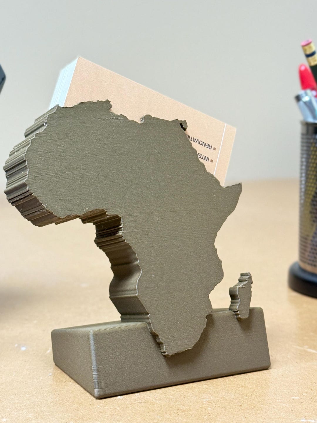 African Map Business Card Holder – 3D Printed Wood-like PLA | Desk ...