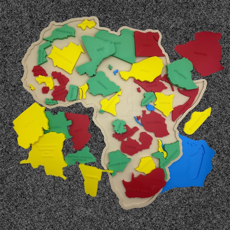 Africa Map Puzzle – 3D Printed Montessori Educational Toy & Unique Wall ...
