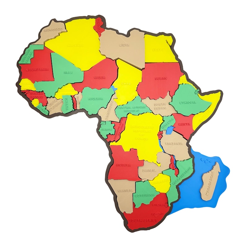 Africa Map Puzzle – 3D Printed Montessori Educational Toy & Unique Wall ...