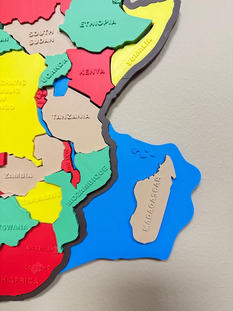 Africa Map Puzzle – 3D Printed Montessori Educational Toy & Unique Wall ...