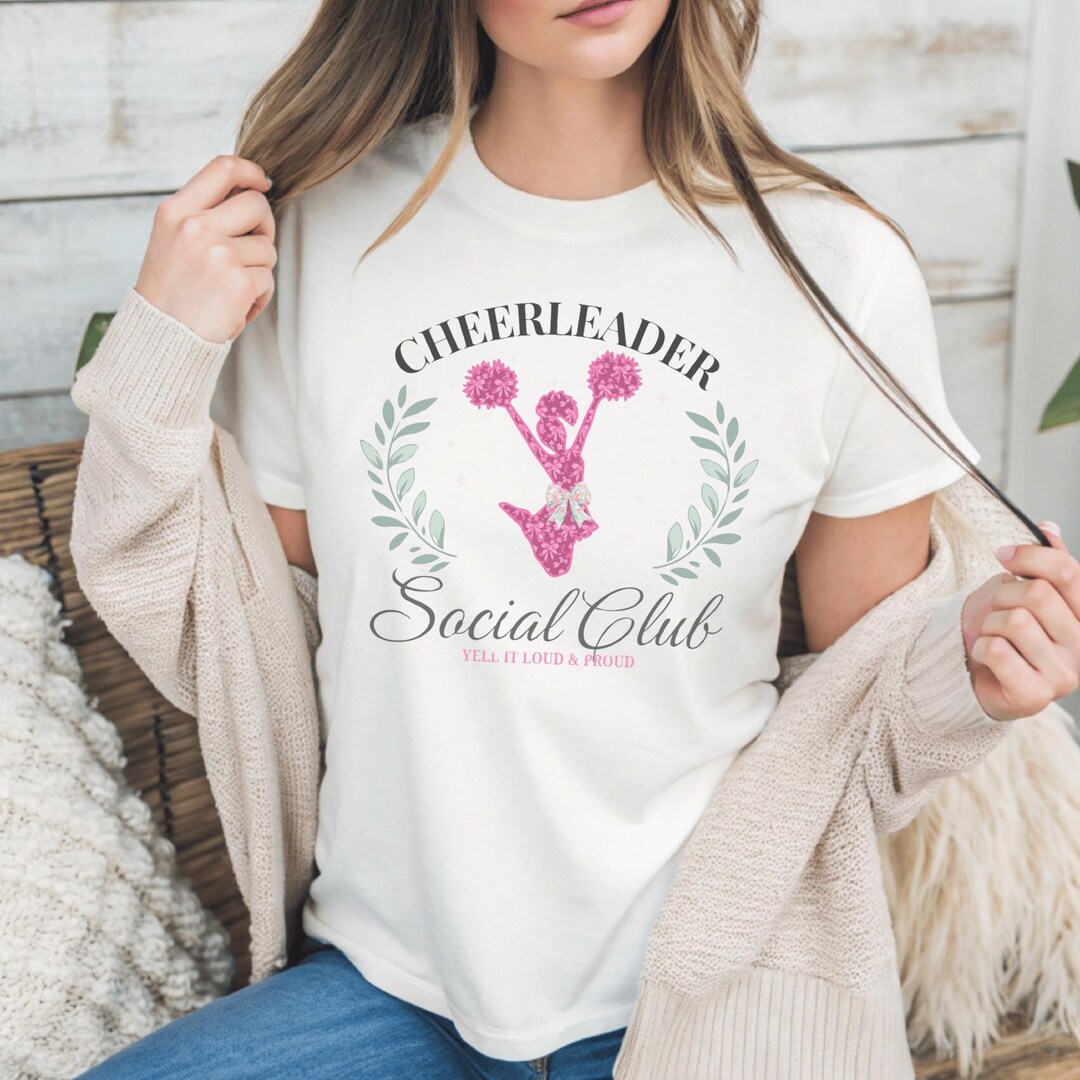 Cheerleader Social Club Shirt | Pink Gingham Cheer Tee | Cute Pom Pom ...